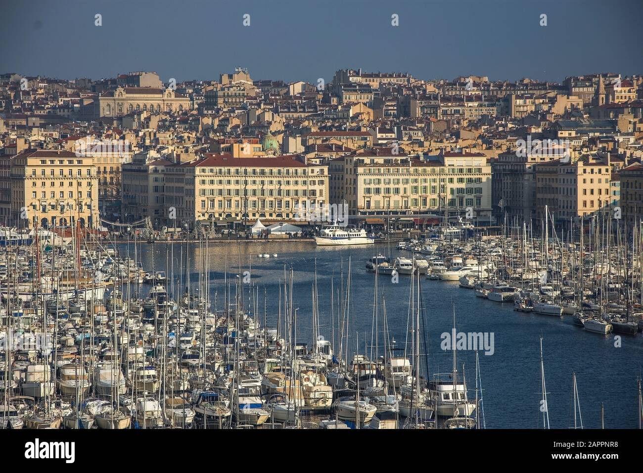 beautiful panoramic view of the city of Marseille, France background ...