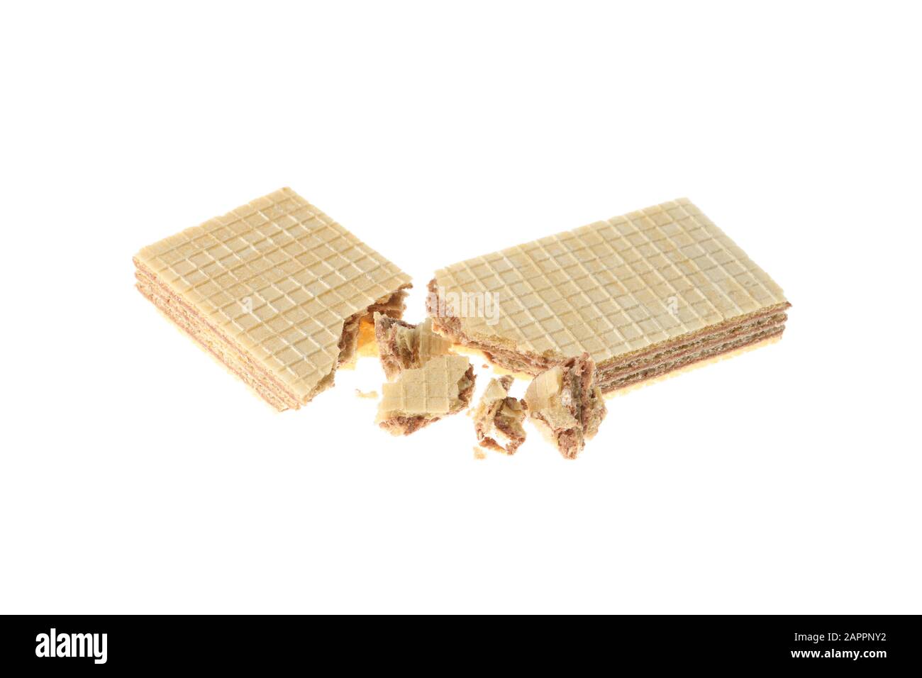 Sweet broken wafer isolated on white background Stock Photo - Alamy