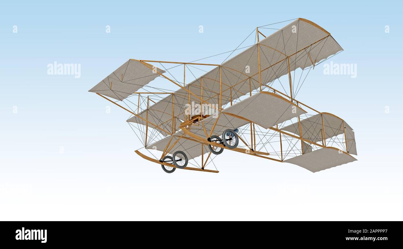 invention first aircraft isolated on white. 3d rendering Stock Photo ...