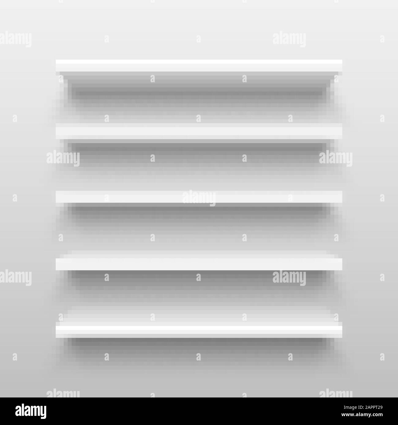 Realistic white wall shelf collection on abstract studio background ...