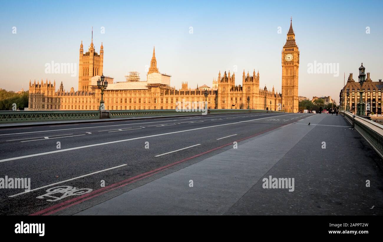 Early morning view of key London landmarks in the quiet lull before the ...