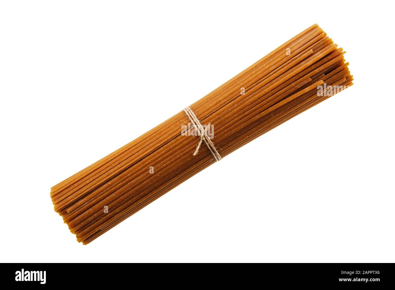 Top view of bundle of bigoli - extruded pasta in the form of a long and ...