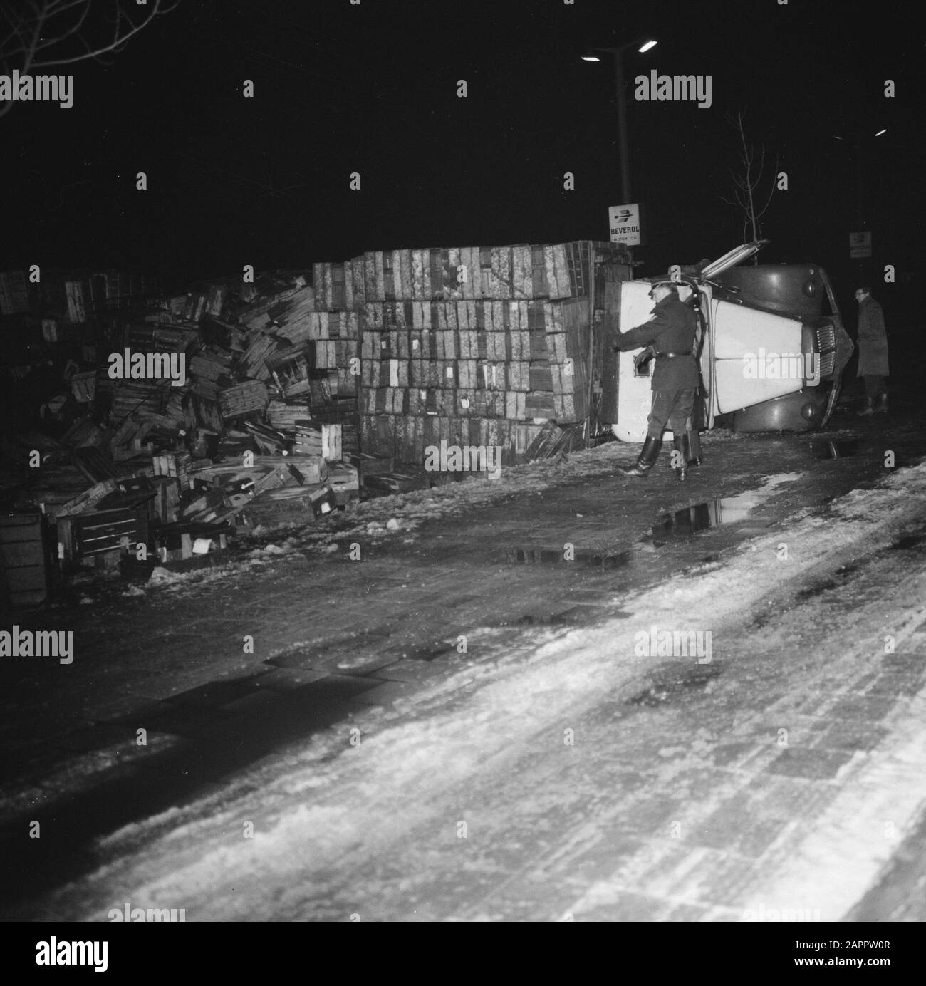 Truck with trailer slipped and turned over at Haagseweg near the ...