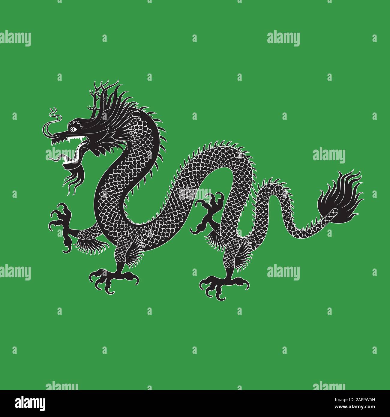 Illustration of Traditional chinese Dragon on a green isolated ...