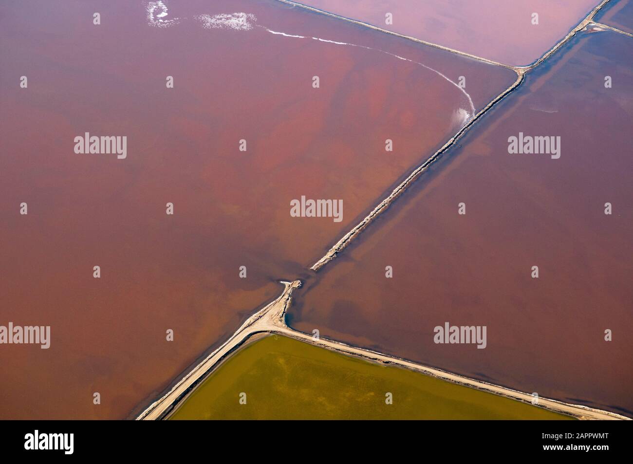 Aerial view of Salt Evaporation Ponds, Walvis Bay, Skeleton Coast ...