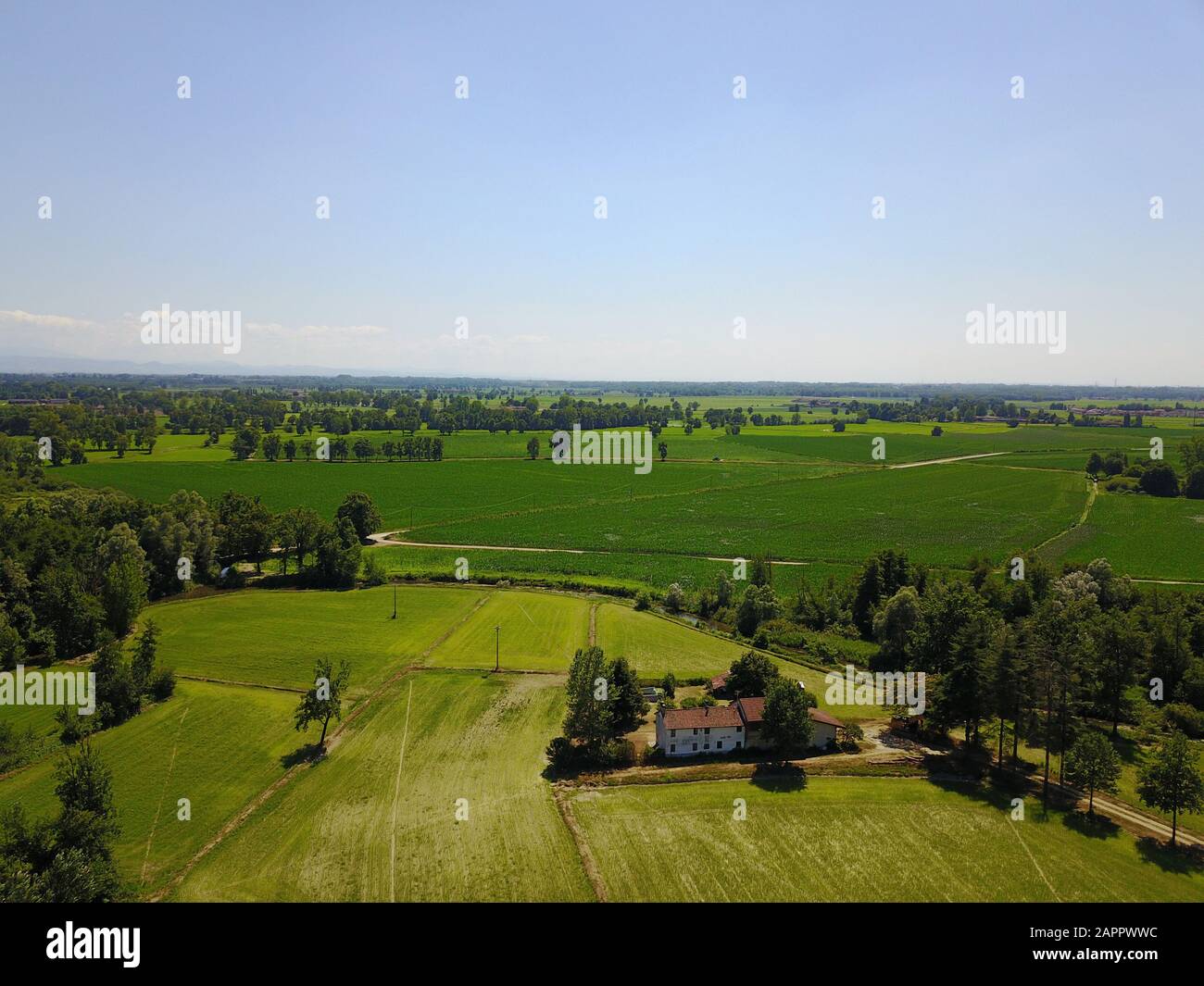 Aerial view, Ticino river Nature Park, Parco Naturale della Valle del ...