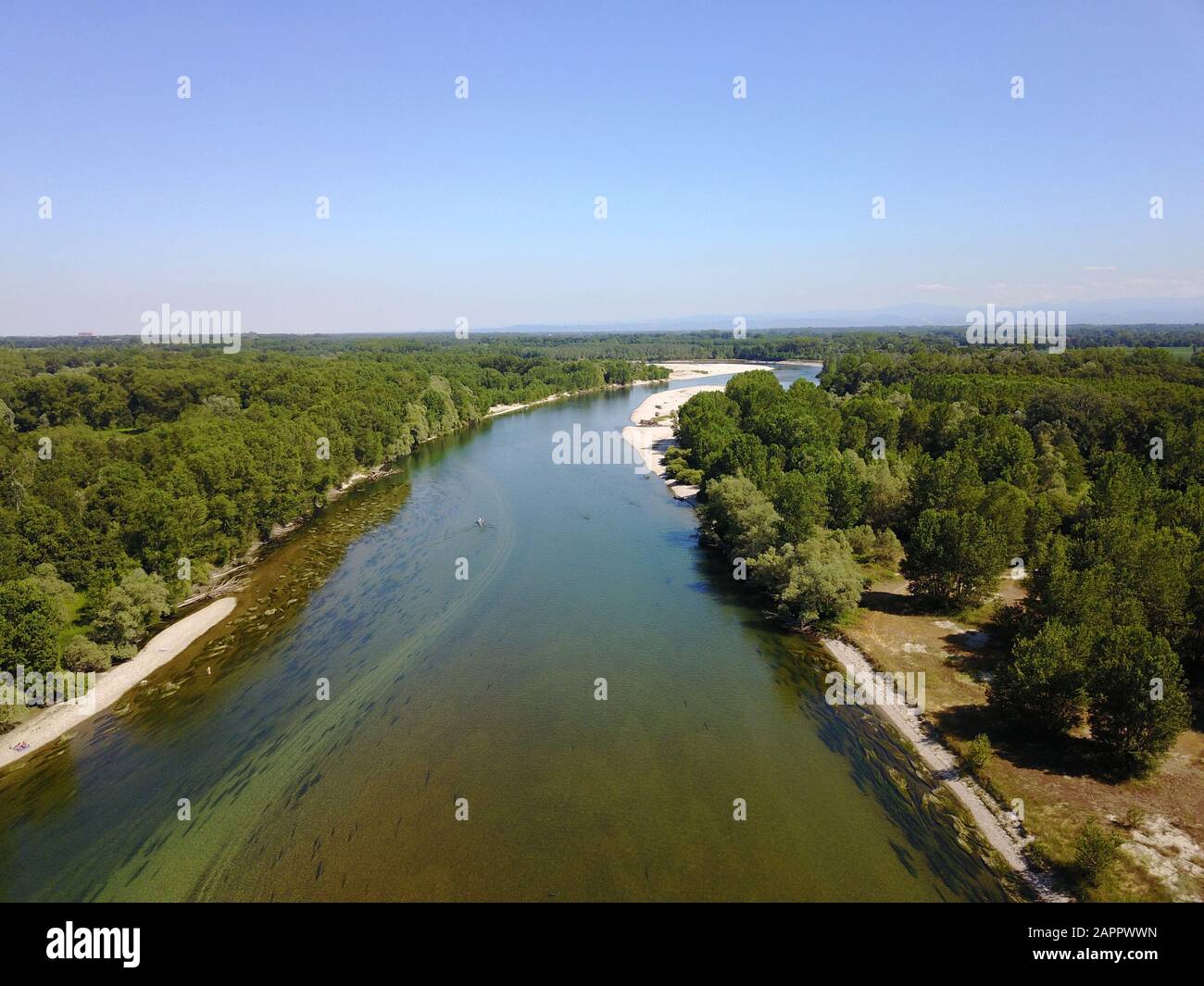 Aerial view, Ticino river Nature Park, Parco Naturale della Valle del ...