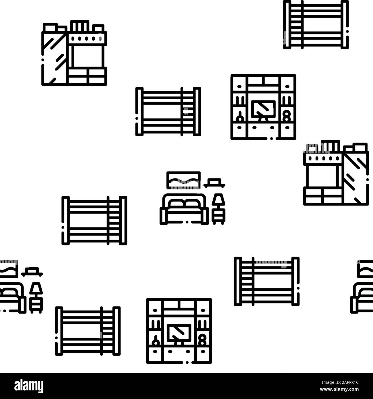 Home Rooms Furniture Seamless Pattern Vector Stock Vector Image & Art ...