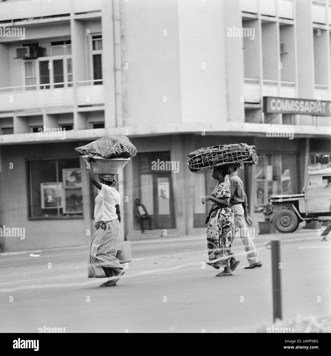 Zaire (formerly Belgian Congo) Street statue in Kinshasa: women wear ...