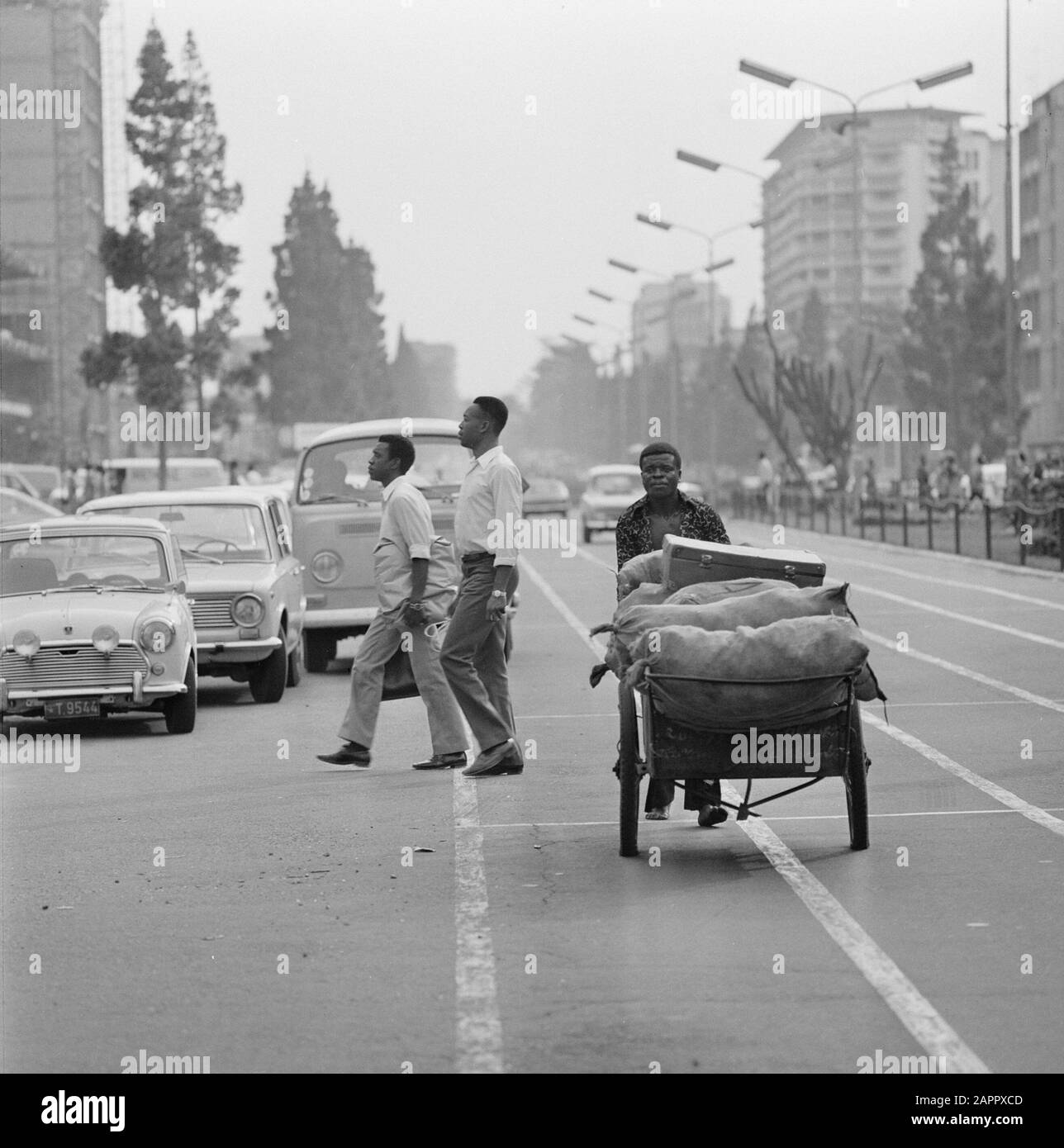 Zaire (formerly Belgian Congo) Street images in Kinshasa, cargo bike in ...