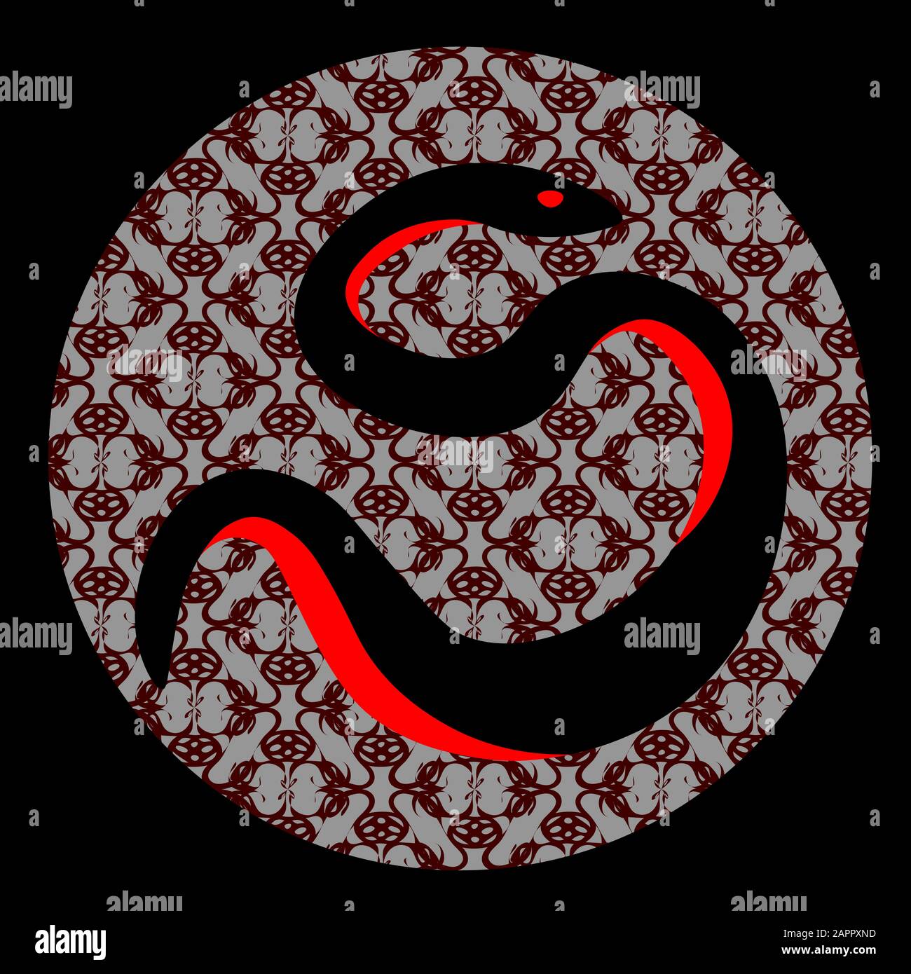 Gothic illustration with black and red snake on abstract background ...
