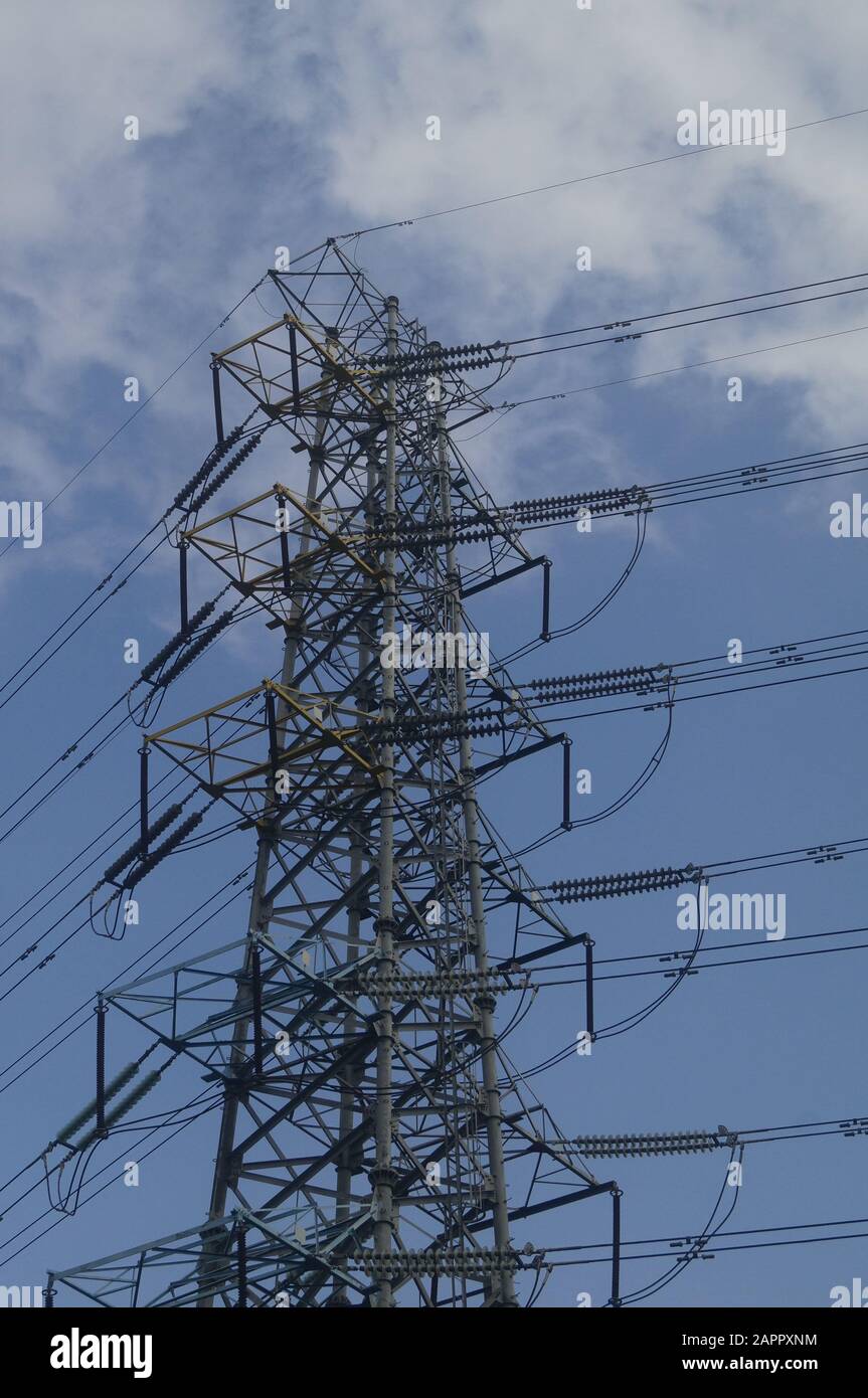 High voltage wire rack Stock Photo - Alamy