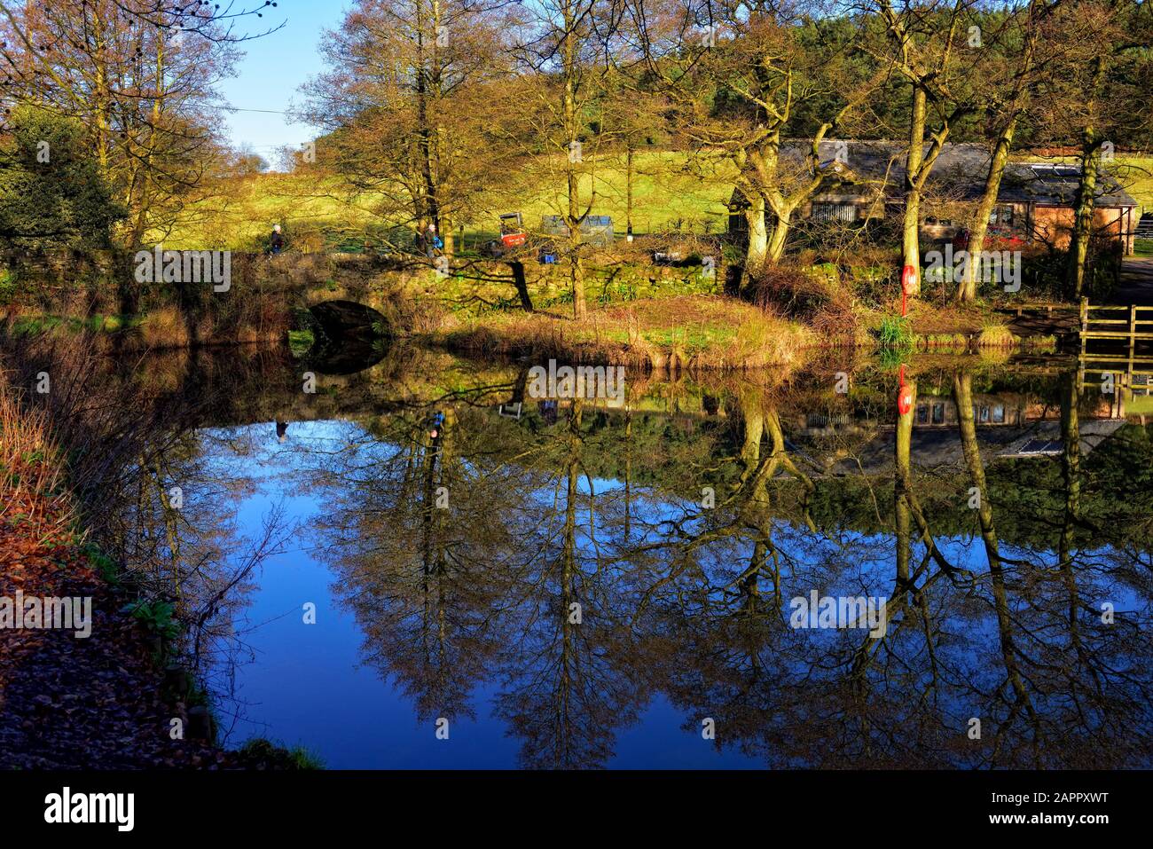 Lumsdale upper pond,Lumsdale valley,Matlock,Derbyshire,Peak District ...