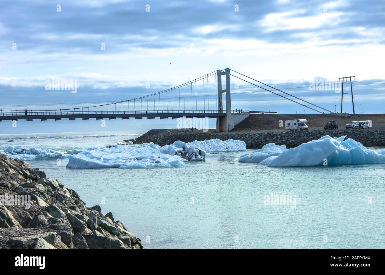 Bridge on glacial lake hi-res stock photography and images - Alamy