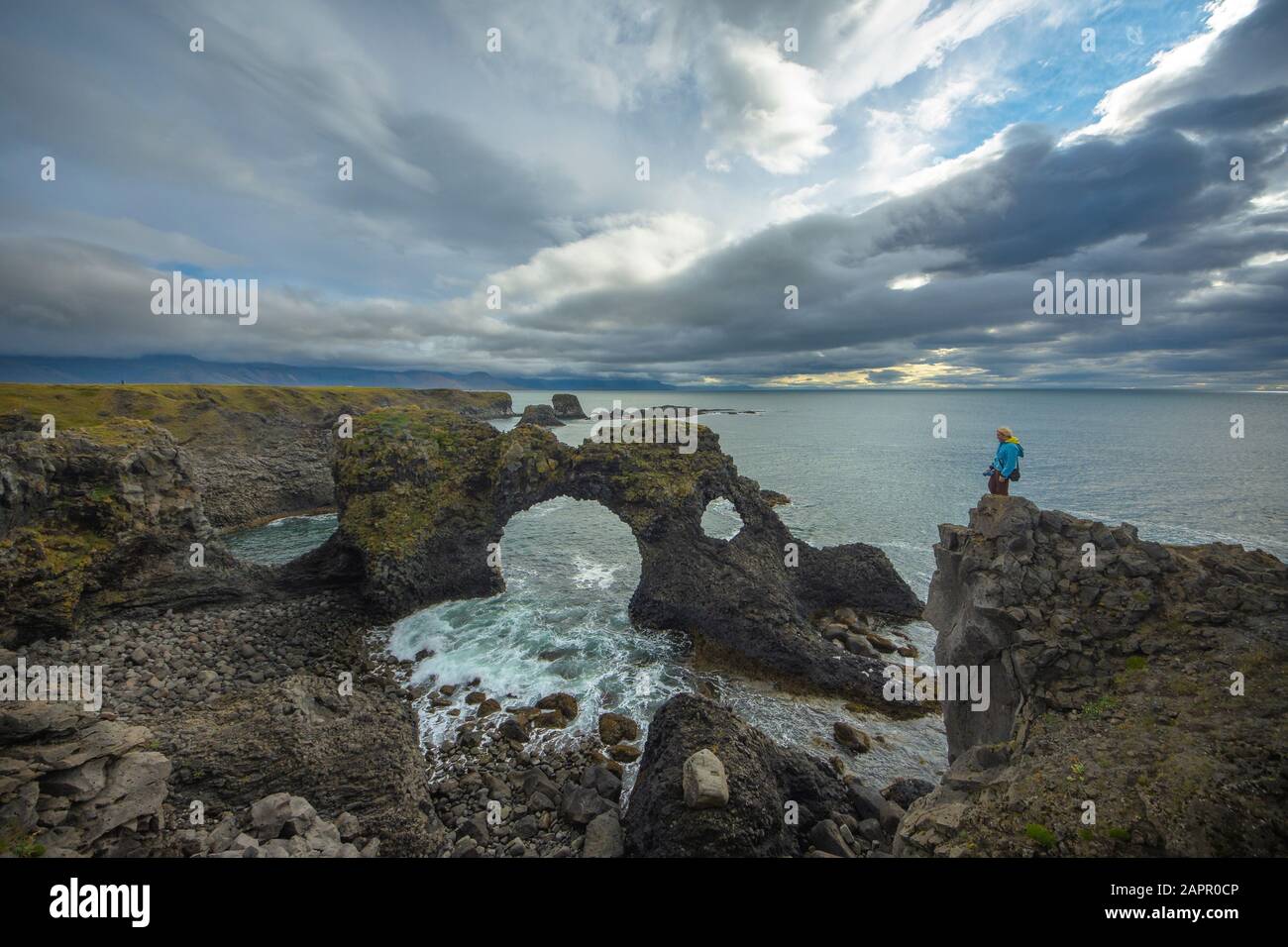 Arnarstapi town on Snaefell coast in Iceland beautiful landscape Stock ...