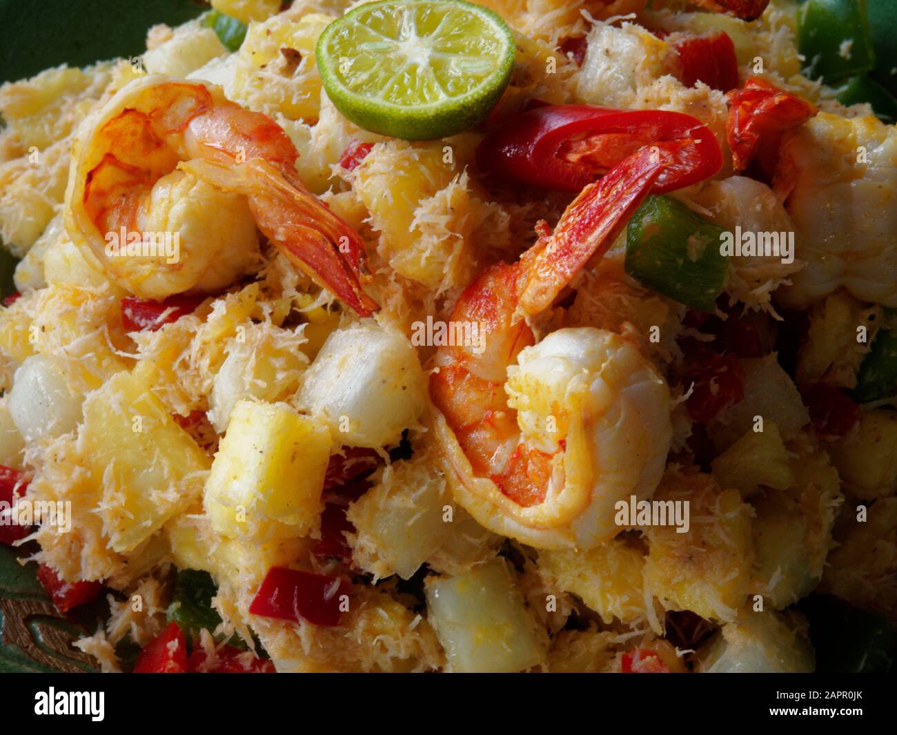 Shrimp with vegetable salad, Lombok island, Indonesia, Asia Stock Photo ...