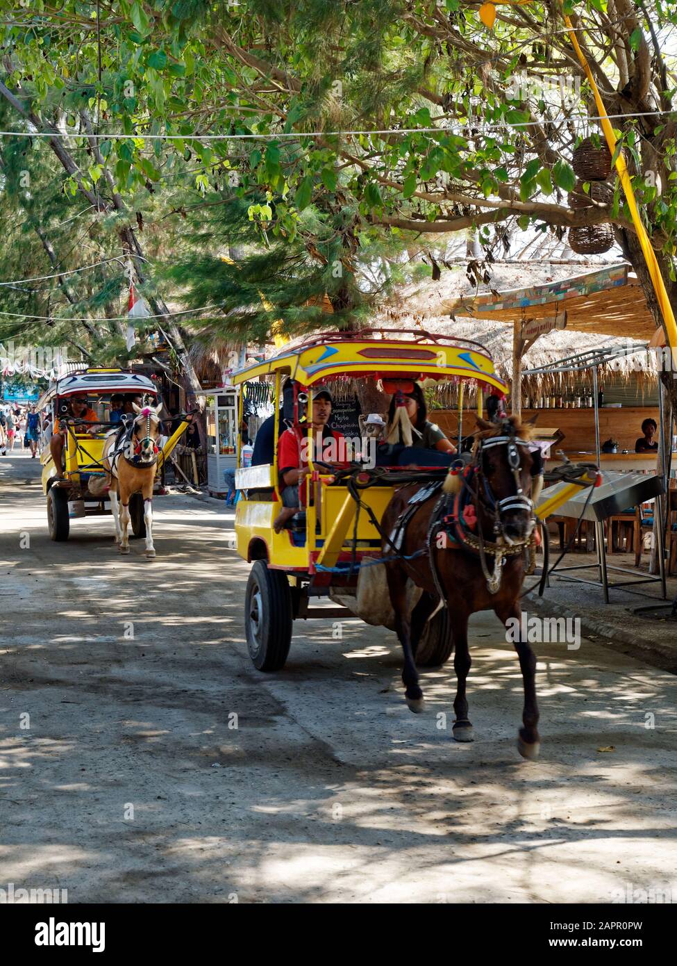 Main street, Cidomo, Gili Trawangan, Gili Islands, Indonesia, Southeast ...