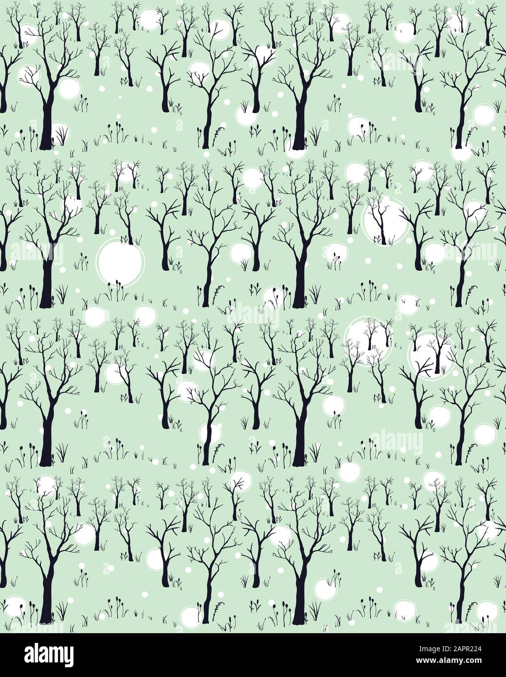 Silhouettes of Trees on subtle background. Tree Pattern. Vector ...