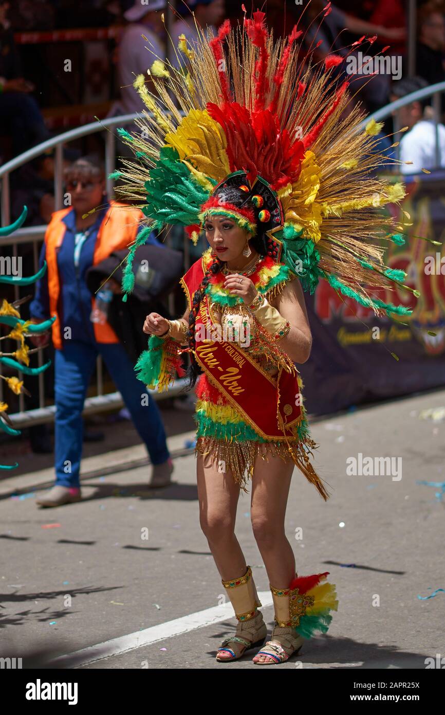 Tobas dancers in colourful costumes performing at the annual Oruro ...