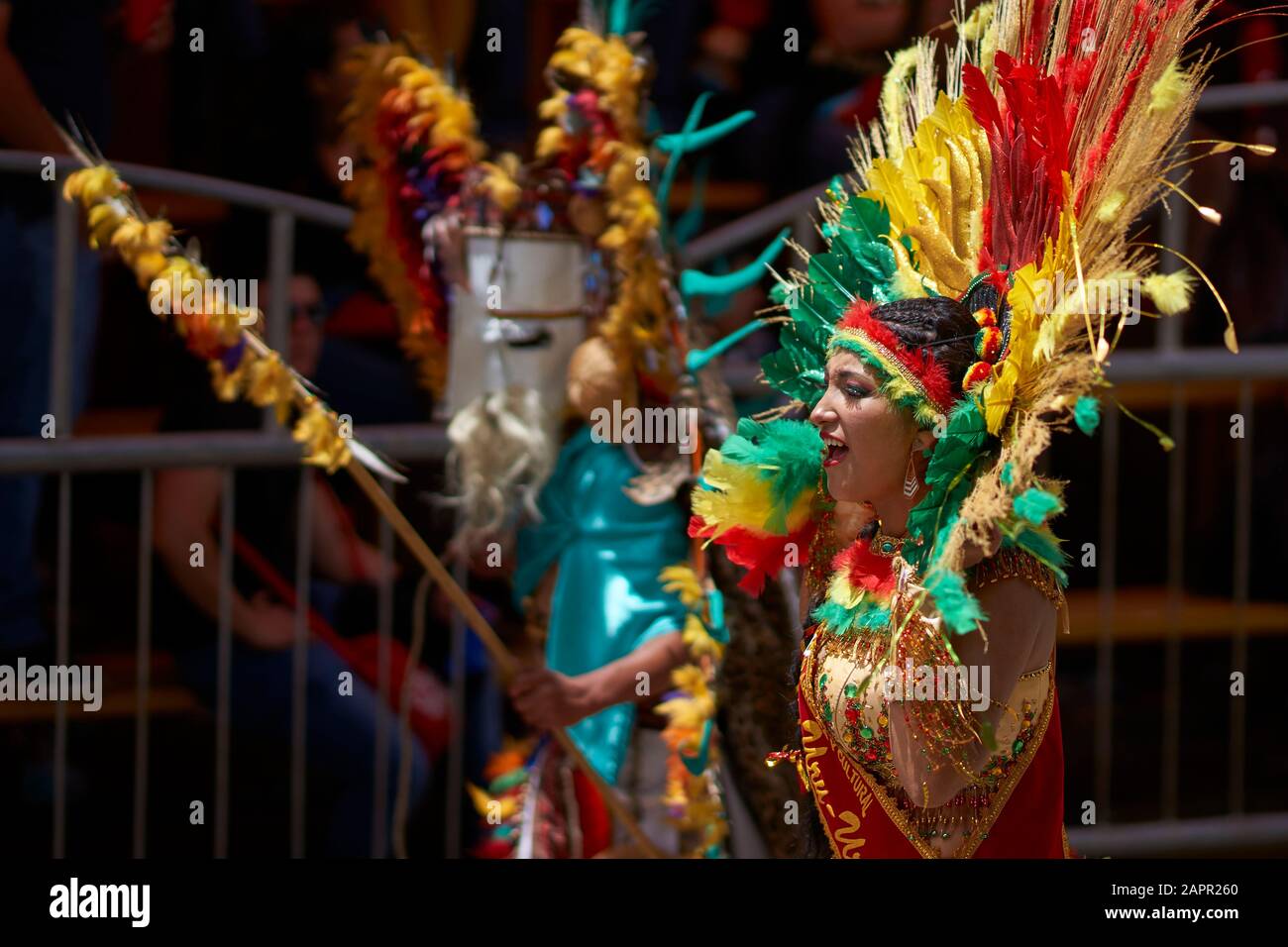 Tobas dancers in colourful costumes performing at the annual Oruro ...