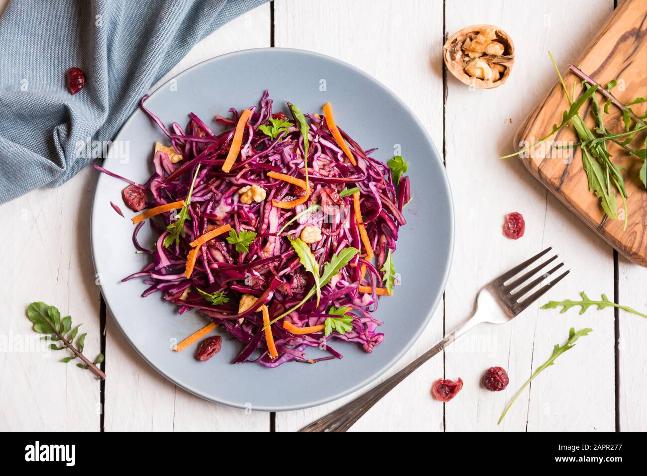 Red cabbage salad with other ingredients Stock Photo - Alamy