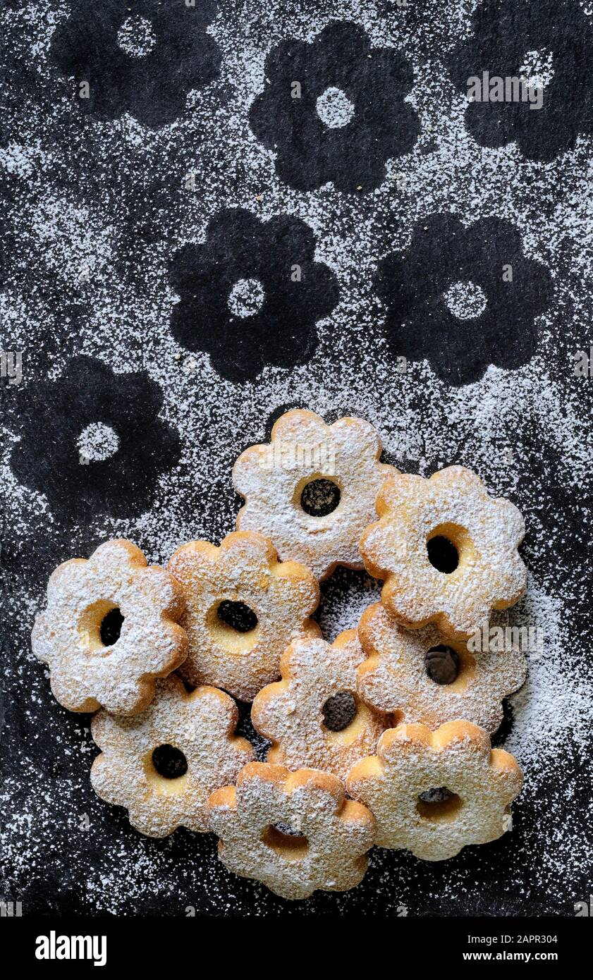 Concept of italian food. Canestrelli cookies, italian butter biscuits ...