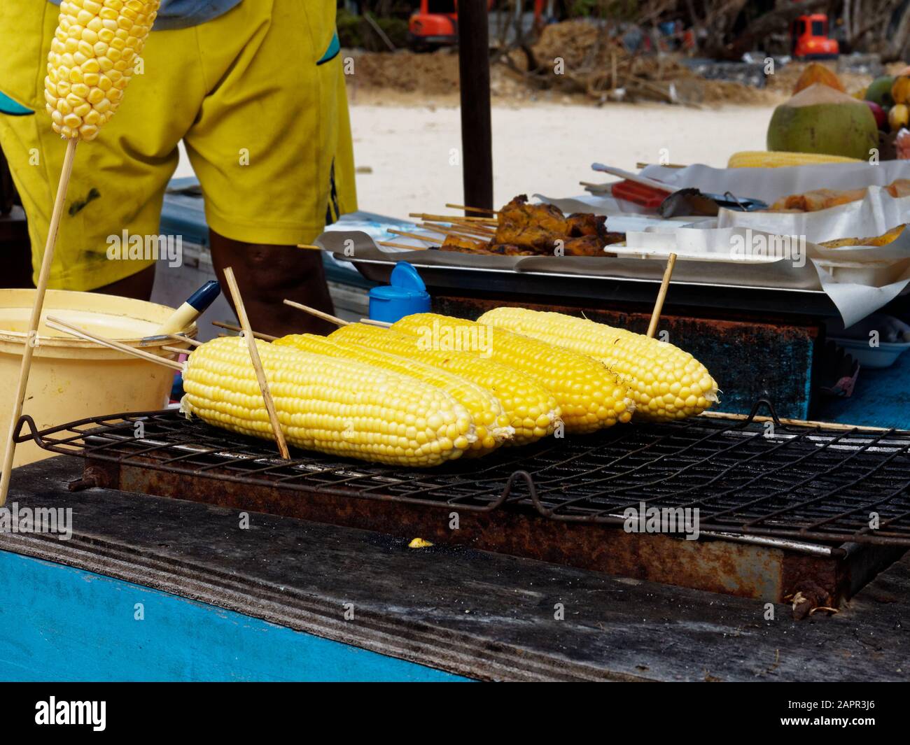 Corn, Food stall on long boat, Rayavadee, Krabi, Thailand, Asia Stock ...
