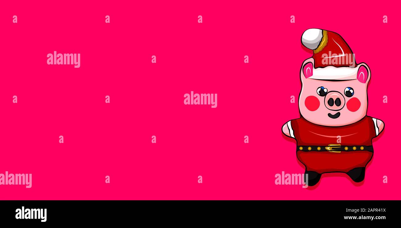 Funny piggy santa shades character in new year costume and christmas ...