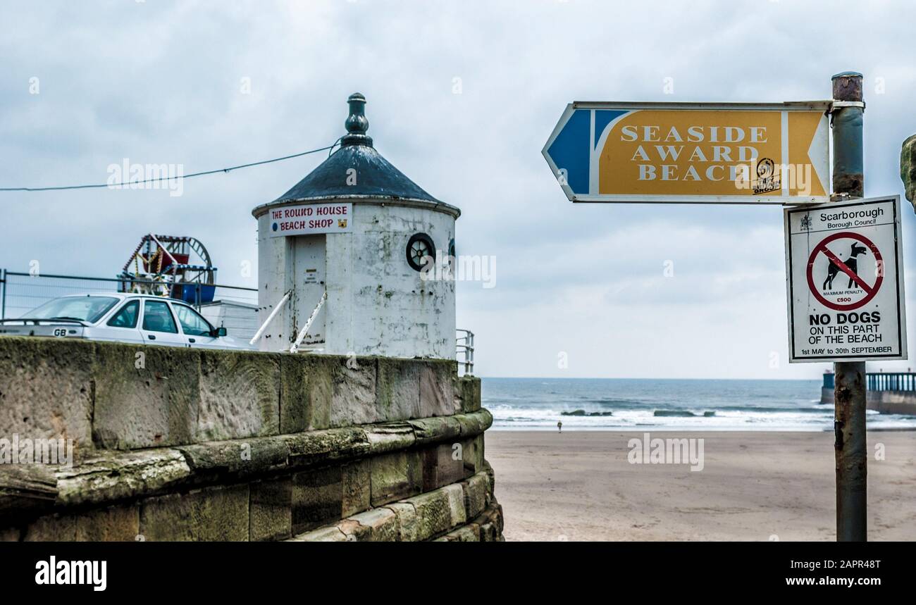 Seaside Award Beach sign, Whitby, North Yorkshire, UK Stock Photo - Alamy