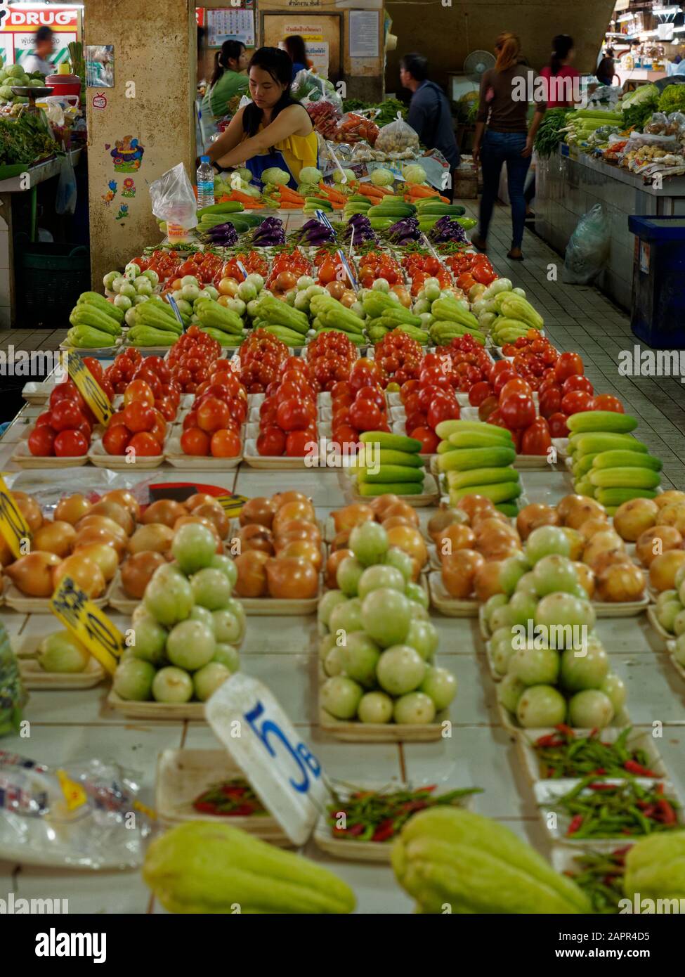 Vegetable display, Market, Chiang Mai, Thailand, Asia Stock Photo - Alamy
