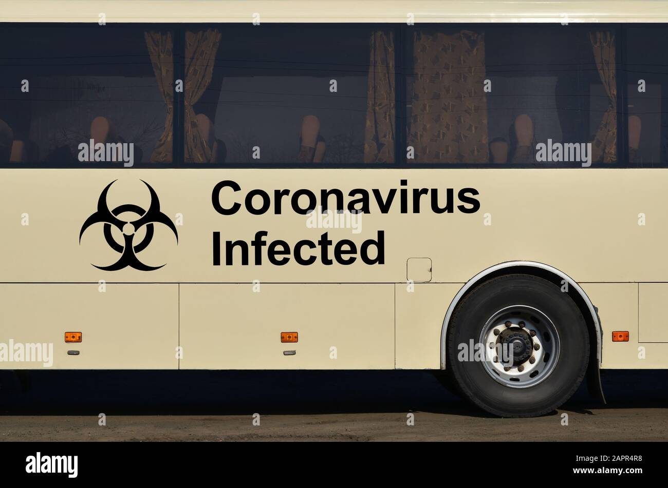 MERS-CoV Novel Corona virus concept with infected bus. Middle East ...