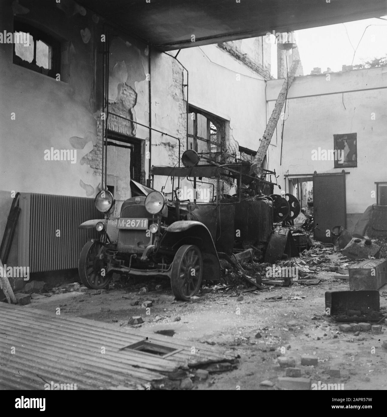 Devastations: Arnhem [Remnants of a fire truck?] Date: June 1945 ...