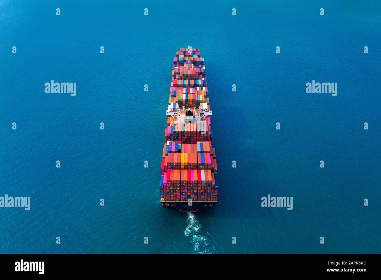 Aerial view of container cargo ship in sea Stock Photo - Alamy