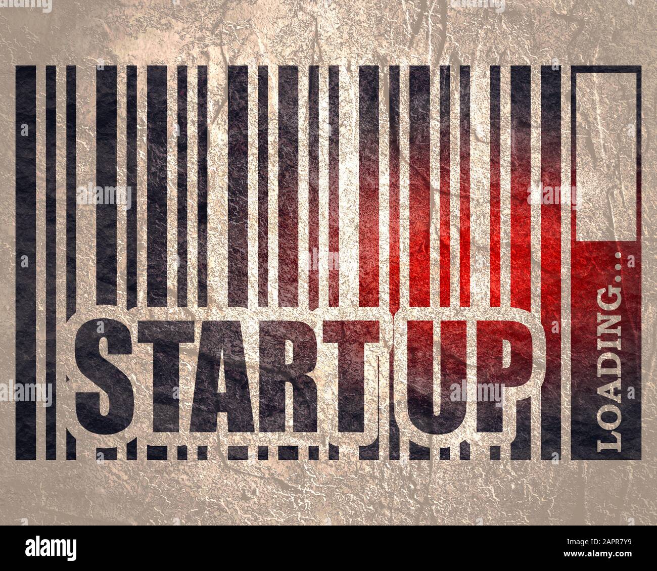 Start up text in bar code. Loading bar. Relative for retail business ...