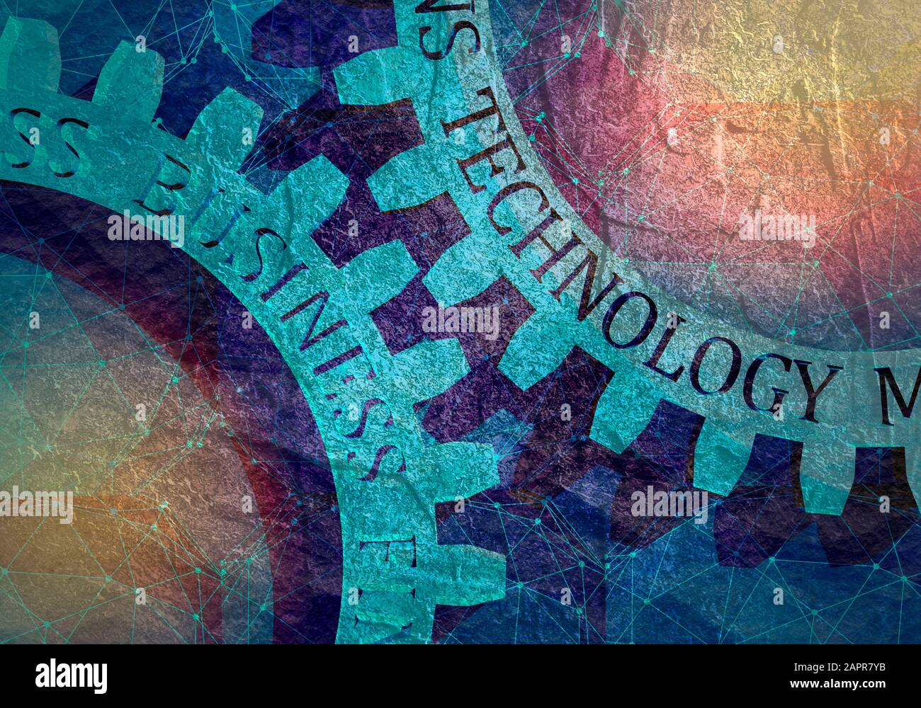 Business and technology text on the mechanism of gears. Communication ...