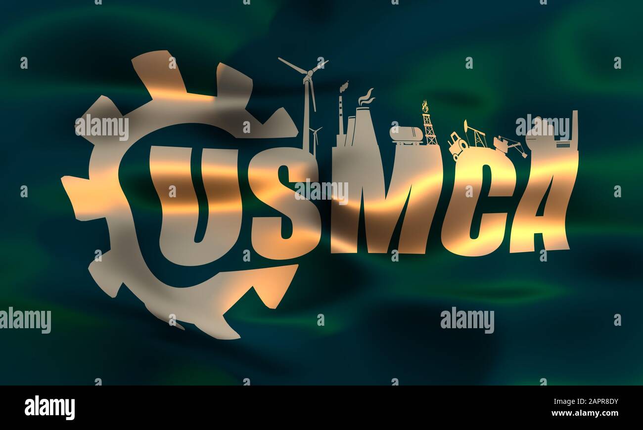 USMCA - United States Mexico Canada Agreement. Decorated USMCA letters ...