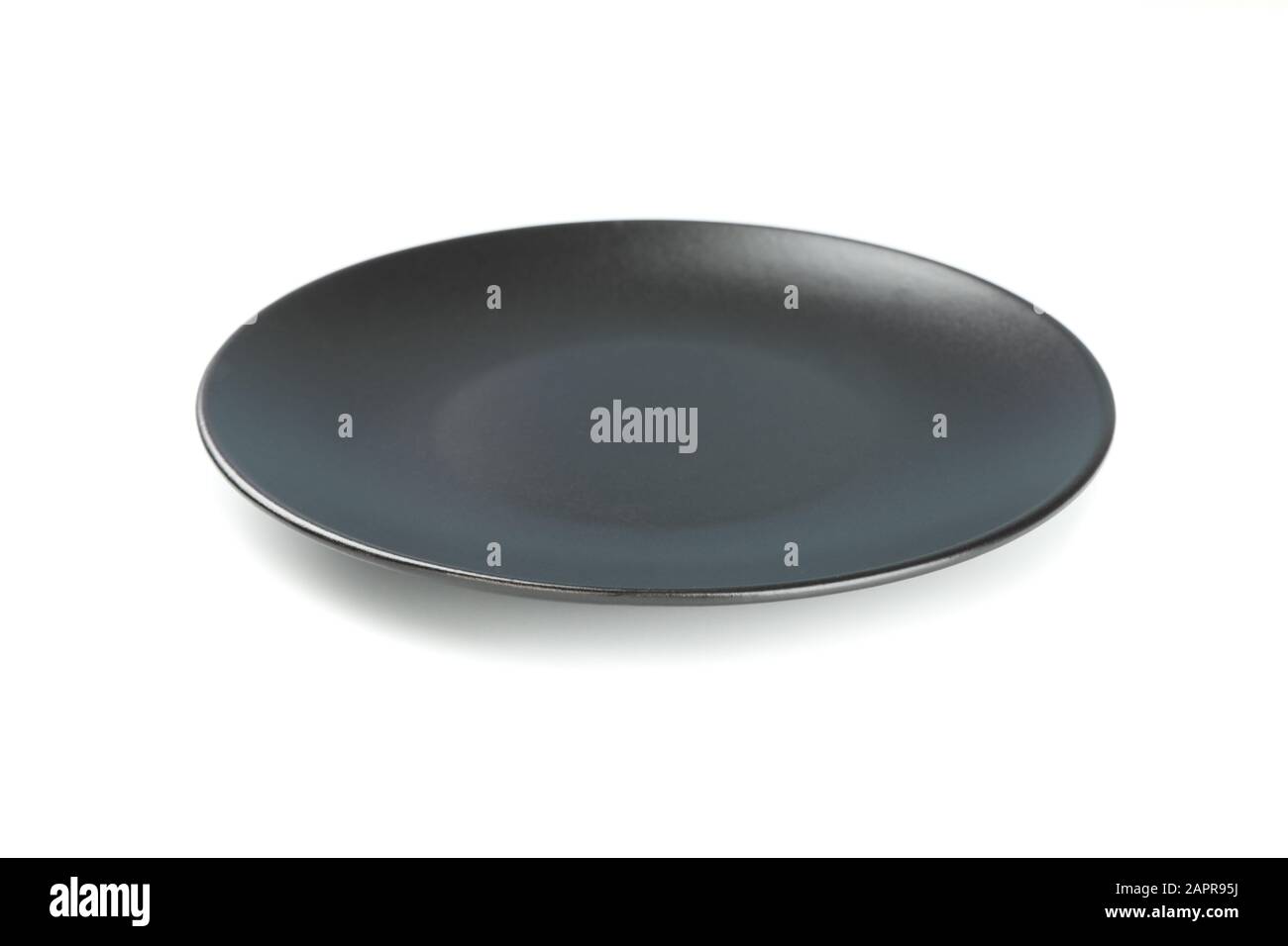 Black clean plate isolated on white background. Kitchen, serving Stock ...