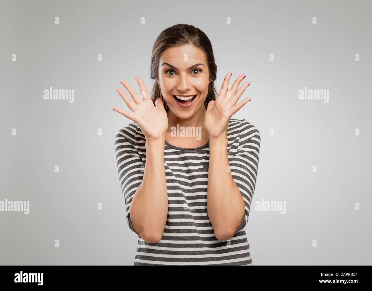 Portrait of a really happy woman Stock Photo - Alamy