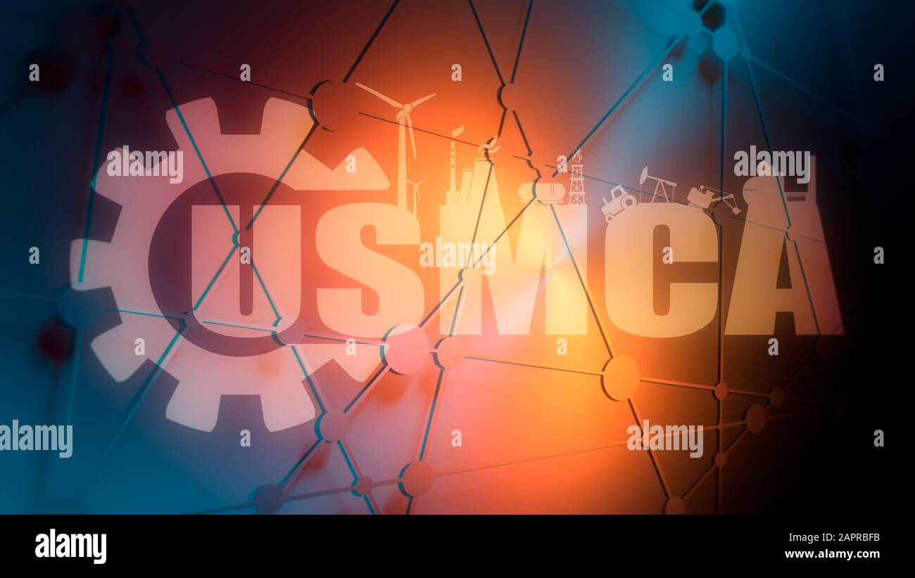 USMCA - United States Mexico Canada Agreement. Decorated USMCA letters ...
