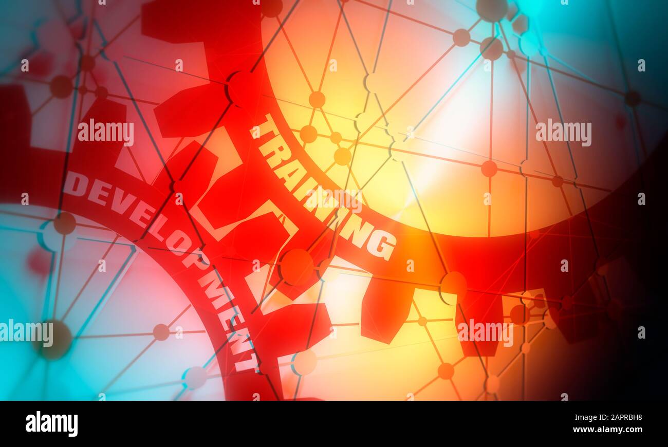 Training and Development text on the mechanism of gears. Communication concept in industrial ...