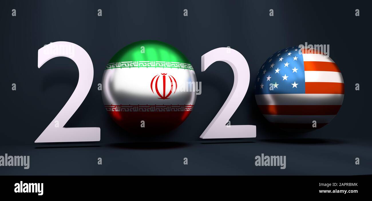 Communication concept. USA and Iran business cooperation. 3D rendering ...