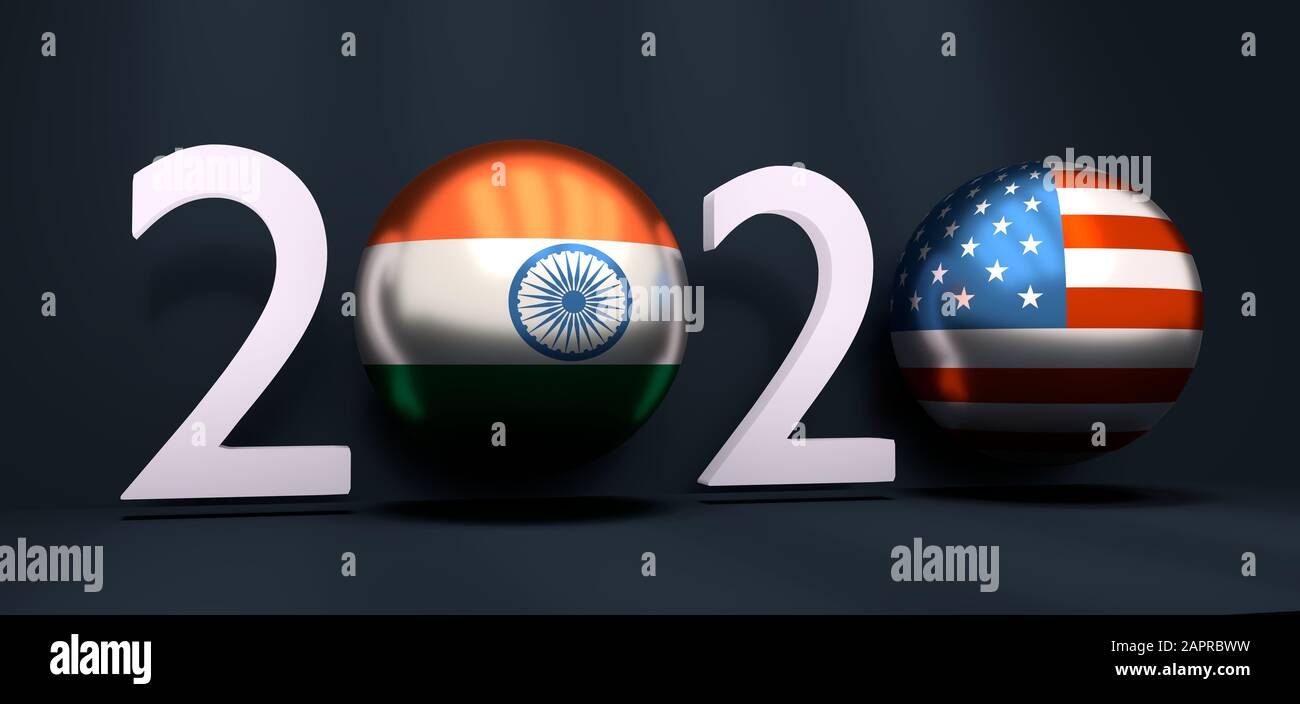 Communication concept. USA and India business cooperation. 3D rendering ...