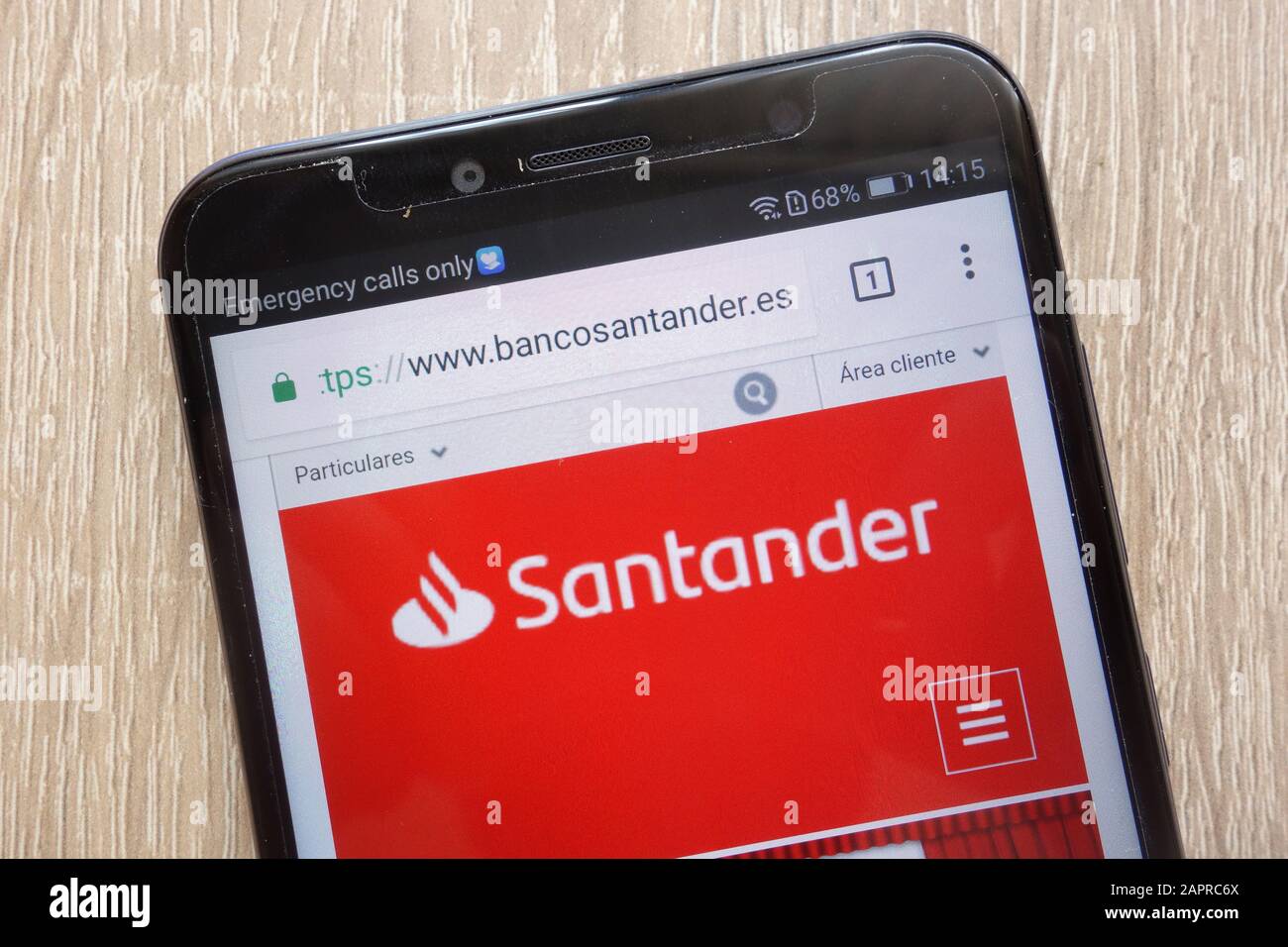 Banco Santander website displayed on a modern smartphone Stock Photo ...
