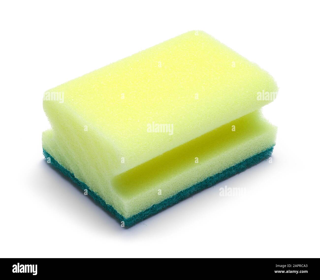 Yellow and Green Cleaning Sponge Isolated on White Stock Photo - Alamy