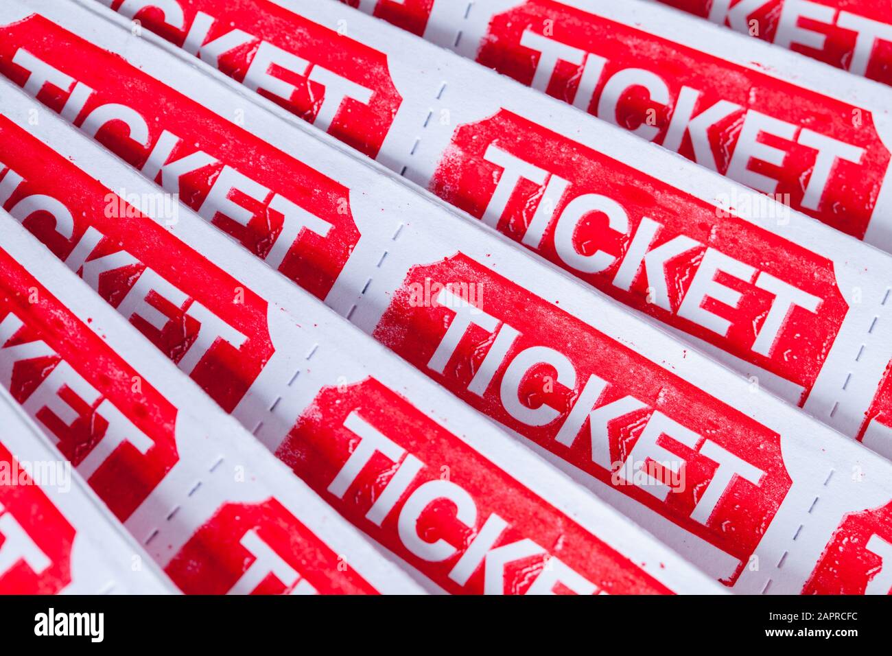Pile of Red Paper Ticket Strips Background Stock Photo - Alamy