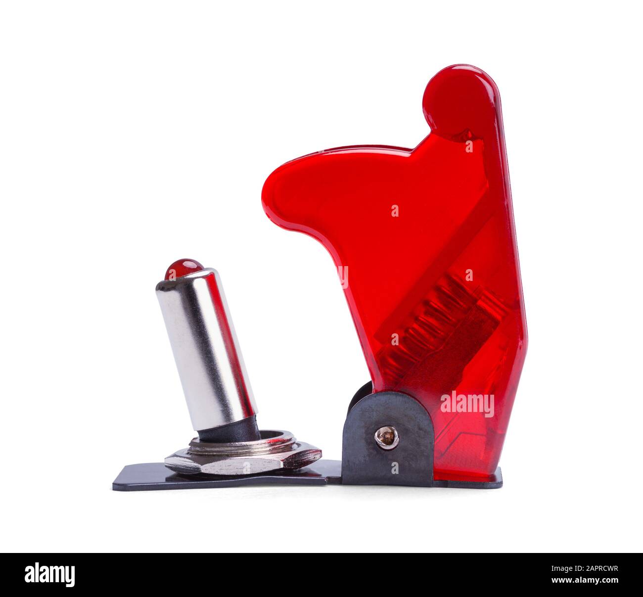 Red Trigger Switch Side View Isolated on White Stock Photo - Alamy