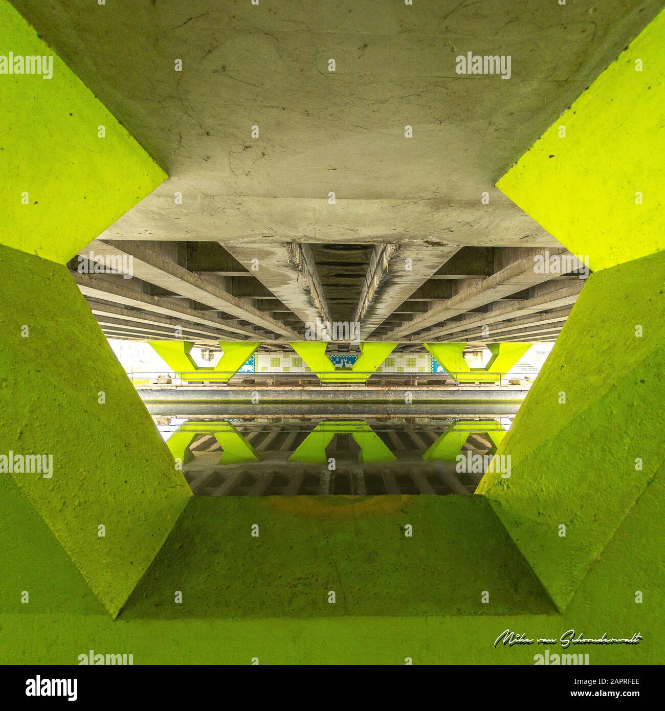 Triangular structures holding the concrete roof of a building Stock ...