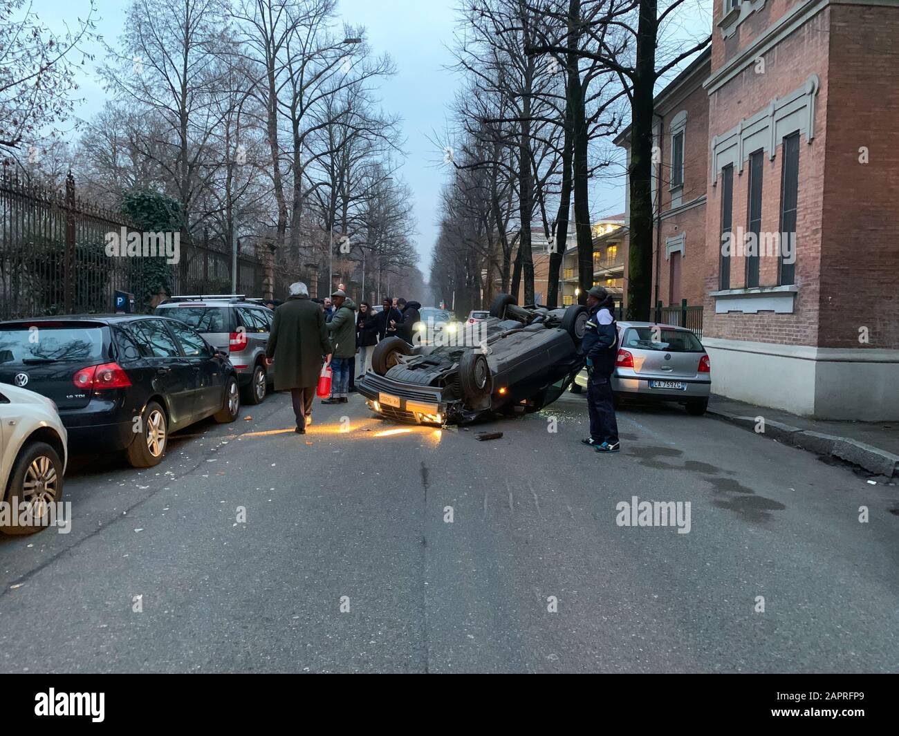Car wreck with flipped vehicle hi-res stock photography and images - Alamy