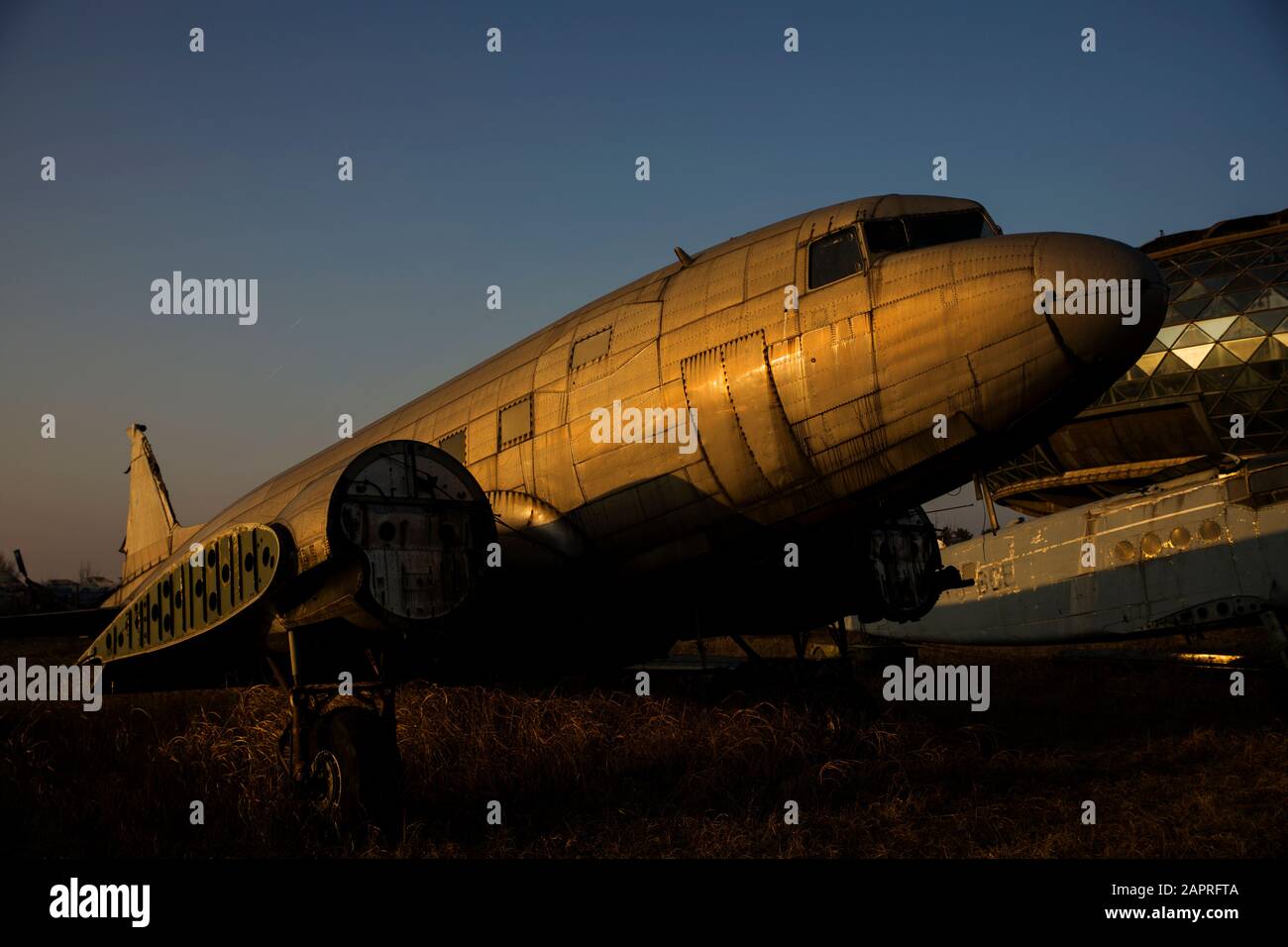 Old Rusted Airplane Abandoned in Junkyard at the Airport Stock Photo ...