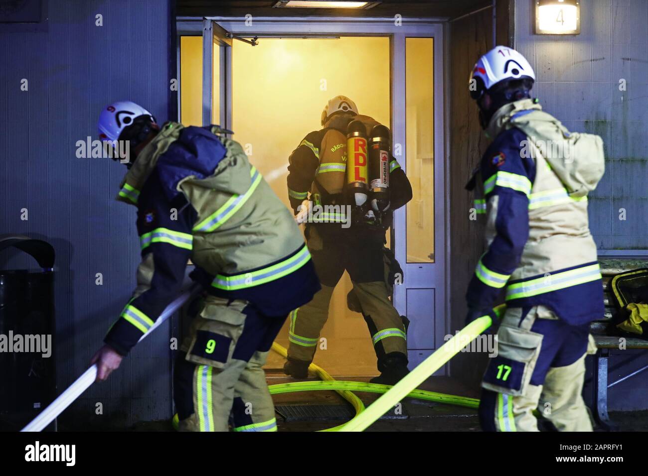 Motala, Sweden 20200121 Fire in a multi-family house on Ekön in Motala ...